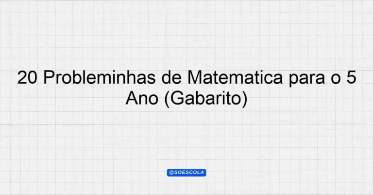 20 Probleminhas de Matemática para o 5º Ano (Gabarito) - Planejamentos ...